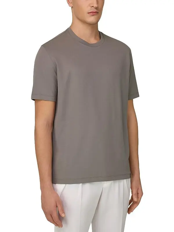 Boggi Milano Cafe Pique Crewneck T-shirt - Mud
