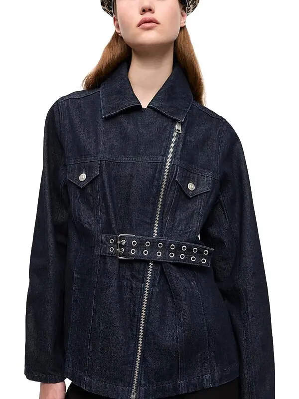 GANNI Belted Denim Jacket - Rinse