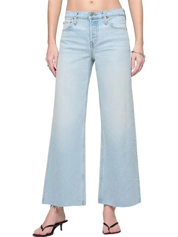 RE/DONE Cropped Mid-rise Wide-leg Jeans - Silver Springs