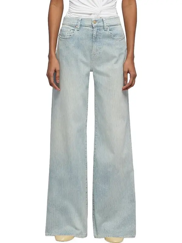 7 For All Mankind Lotta High Rise Wide Leg Jeans - Stripes