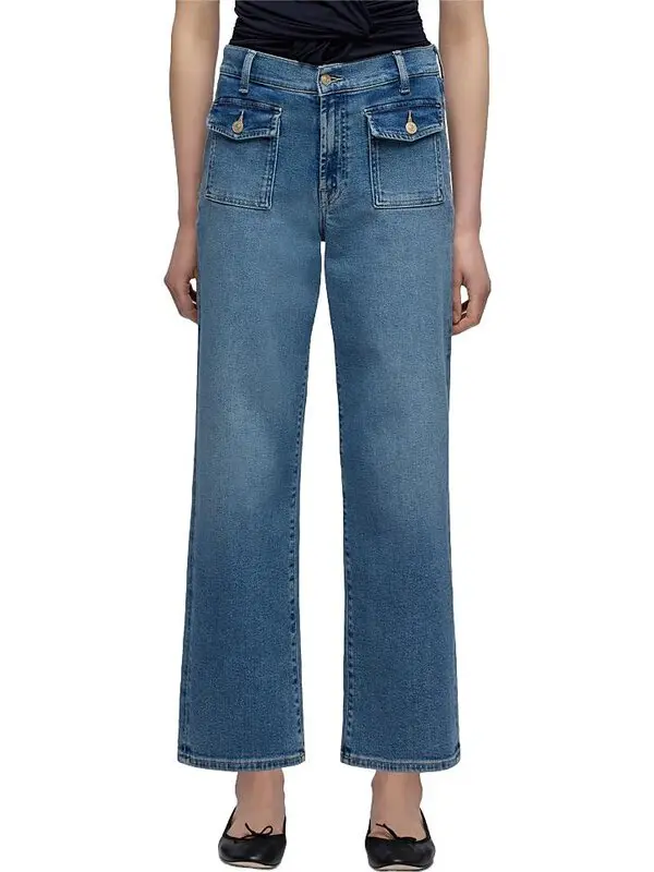 7 For All Mankind Stovepipe High Rise Straight Ankle Jeans - Aquashade