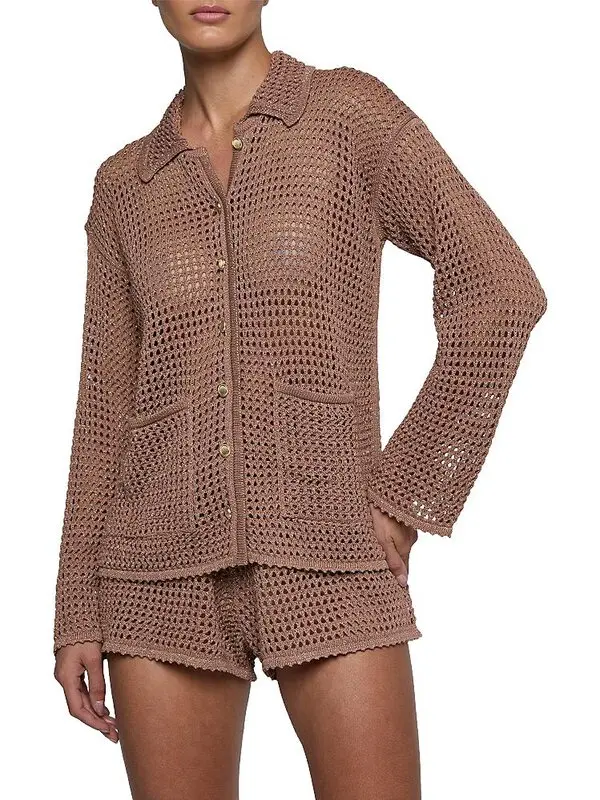 L'Agence Mariana Pointelle Knit Sweater - Hazelnut