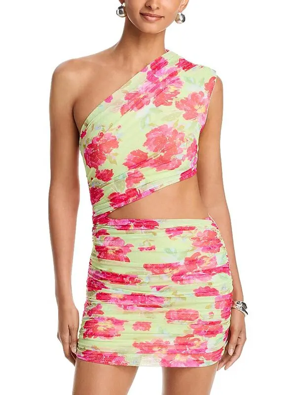 AFRM Sinclair One Shoulder Mini Dress - Floral Dot