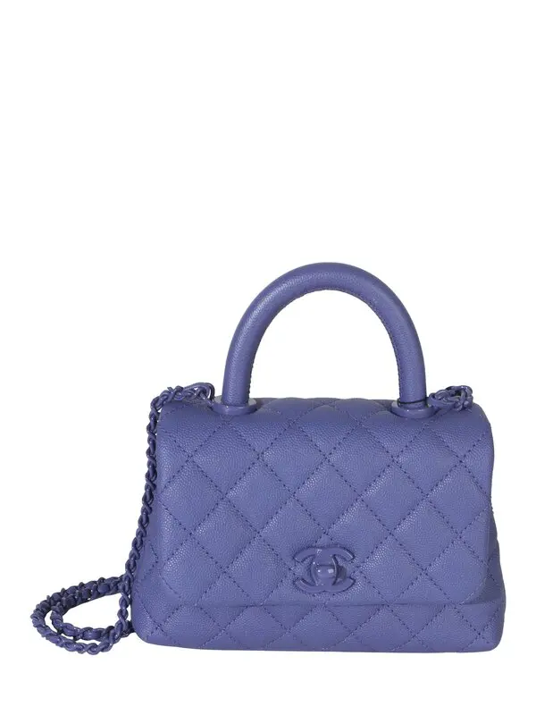 Chanel Coco Top Handle Flap Bag - Purple