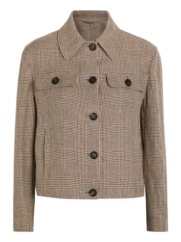 Brunello Cucinelli Houndstooth Linen Jacket - Beige