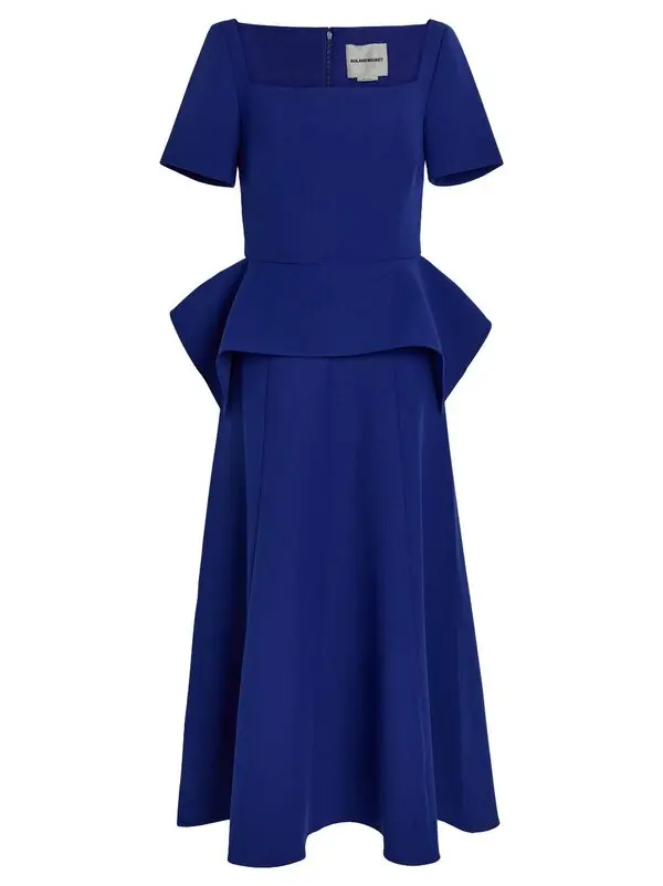 Roland Mouret Peplum-hem Crepe Midi Dress - Blue