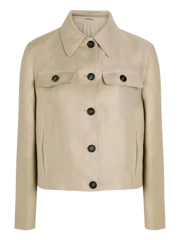 Brunello Cucinelli Linen Boxy Jacket - Beige