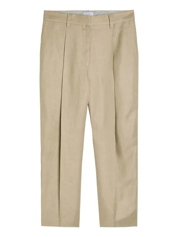 Brunello Cucinelli Straight-leg Linen Trousers - Beige