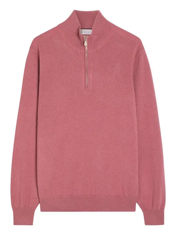 Brunello Cucinelli Half-zip Cashmere Jumper - Coral