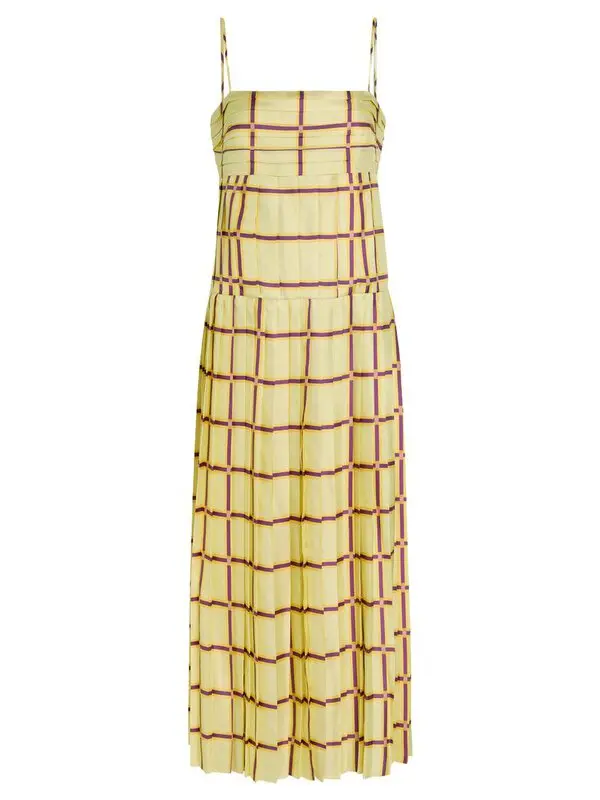 EMILIA WICKSTEAD Agata Striped Silk Midi Dress - Yellow