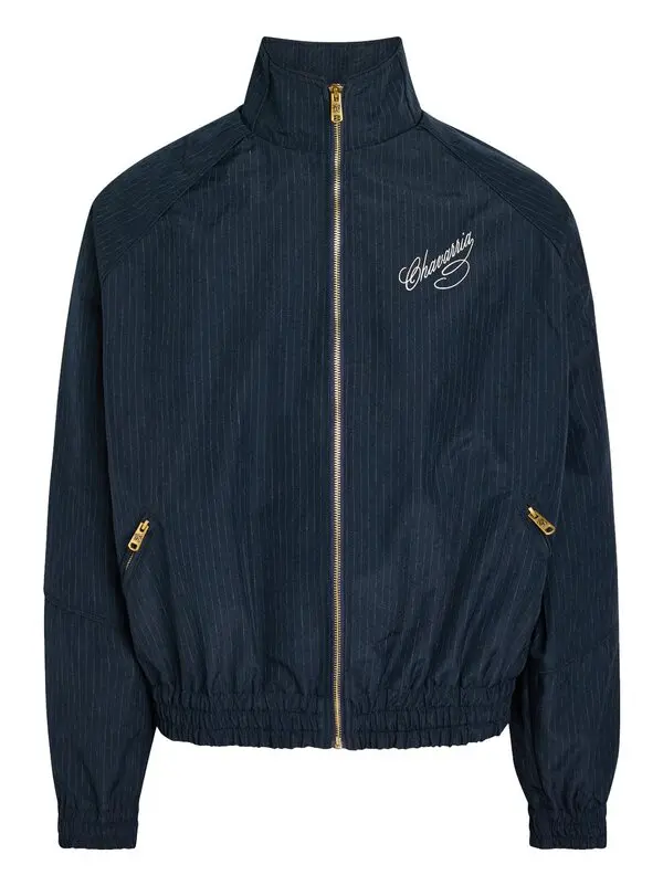 WILLY CHAVARRIA Ruff Rider Pinstriped Woven Track Jacket - Navy