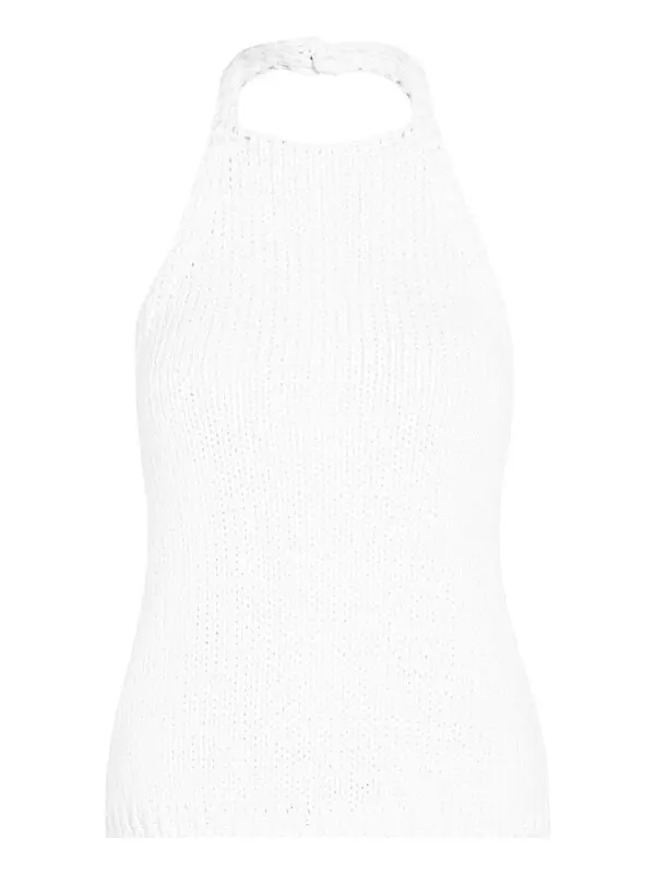 RÓHE Halterneck Cotton-knit Top - White