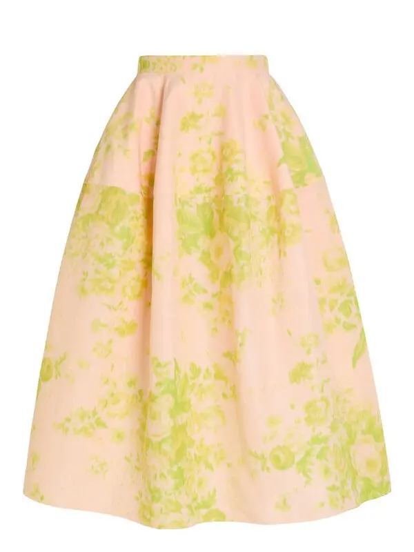 Erdem Floral-print Woven Midi Skirt - Light Pink