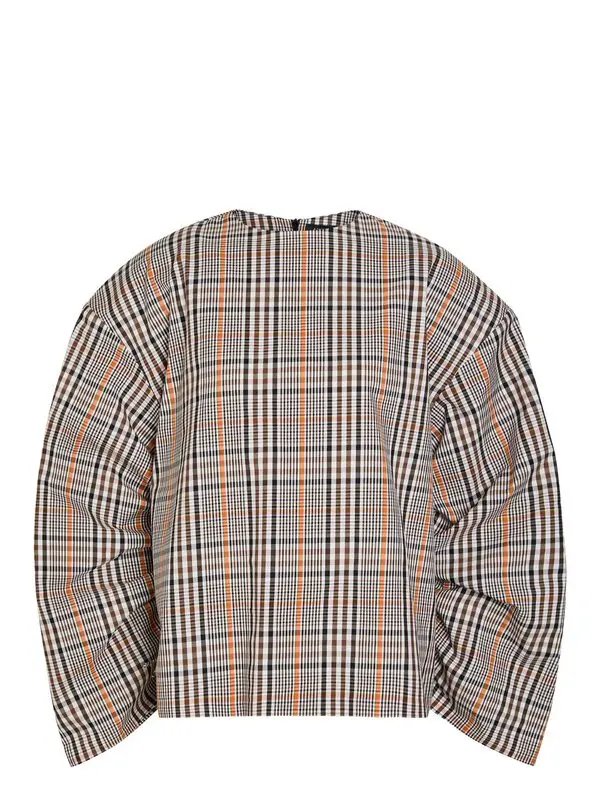 A.W.A.K.E. Mode Checked Drawstring Cotton-blend Top - Brown