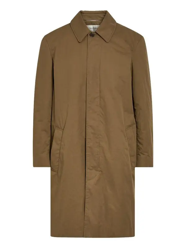 Saint Laurent Quilted Cotton Coat - Taupe