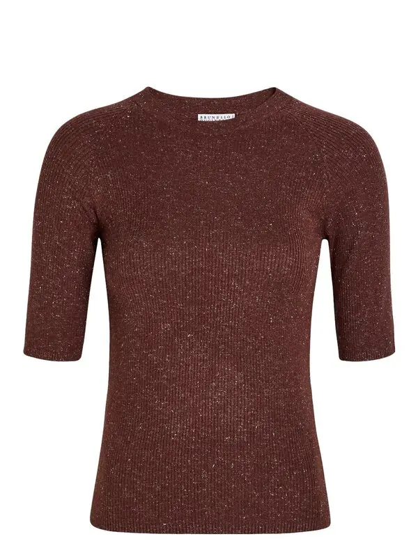 Brunello Cucinelli Metallic Cashmere-blend Top - Burgundy