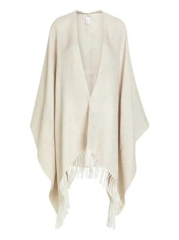 Brunello Cucinelli Metallic-knit Linen-blend Poncho - Beige