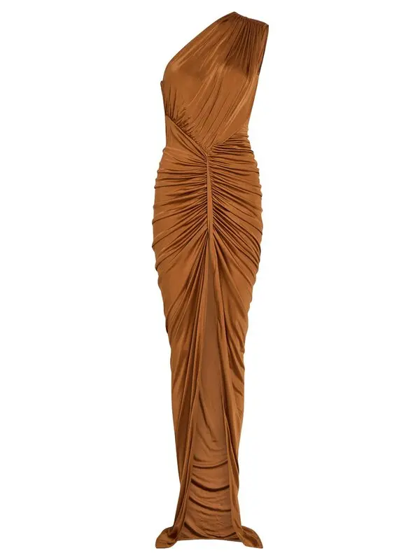 Rick Owens Avra Gathered One-shoulder Jersey Gown - Tan
