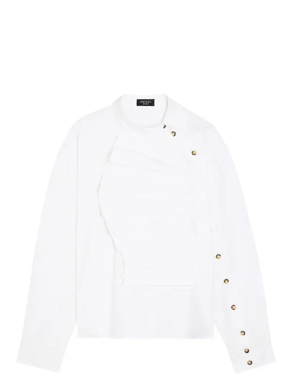 A.W.A.K.E. Mode Ruffled Asymmetric Shirt - White
