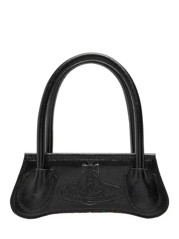 VIVIENNE WESTWOOD Small Leather And Raffia Tote - Natural