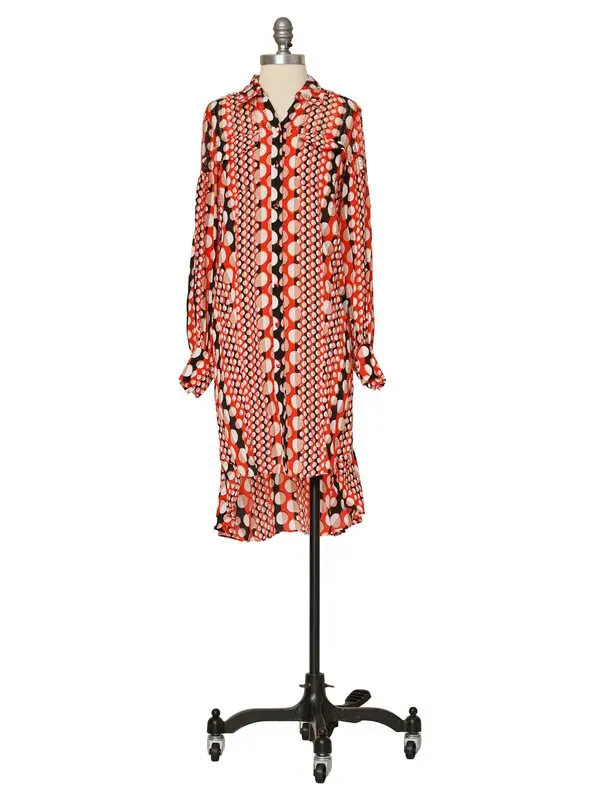 TROVE Dvf Vintage Tyra Shirt Dress - 3d Dot Medium Signature Red