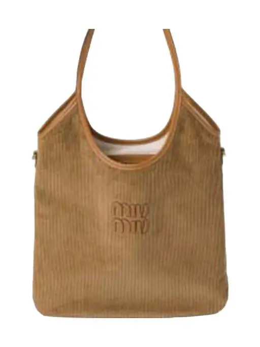 Miu Miu Striped Corduroy Shopper - Cannella