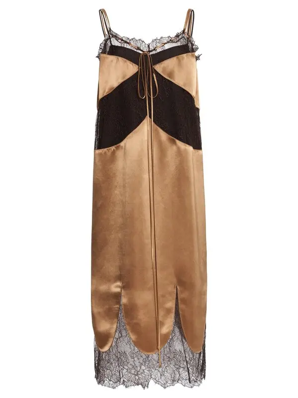 FERRAGAMO Lace-trimmed Midi Dress - Tan