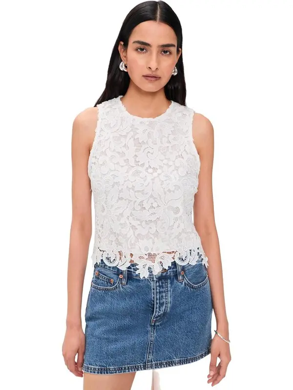 Alice + Olivia Amal Lace Tank - Off White