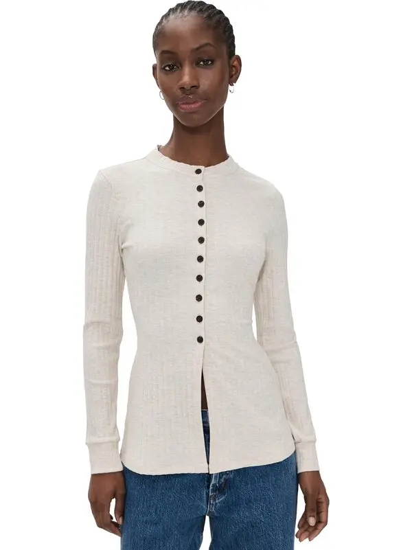 ALIGNE Ribbed Jersey Top - Oatmeal Marl