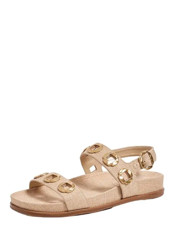 Larroude Milan Sport Sandals - Beige Raffia