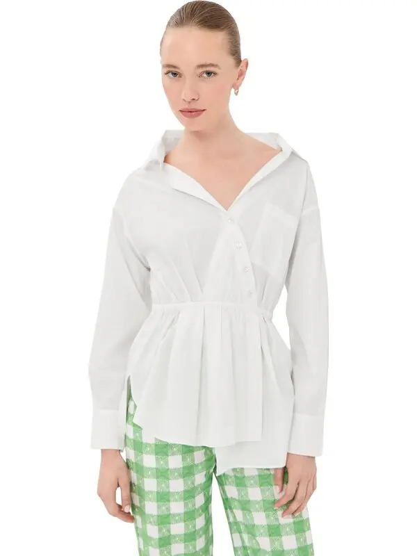 Rosie Assoulin Asymmetrical Poplin Top - White