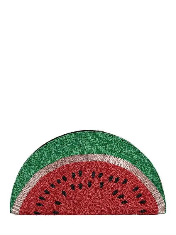 SIMONMILLER Beaded Lune Clutch - Watermelon