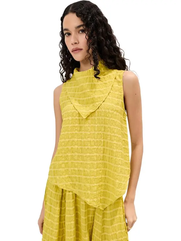 LE BOP Riley Checked Blouse - Chartreuse