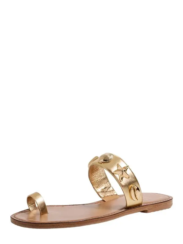Larroude Madison Thong Sandals - Gold Metallic Leather
