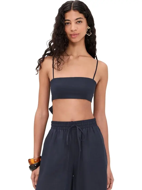 Susana Monaco Linen Tie Back Top - Midnight