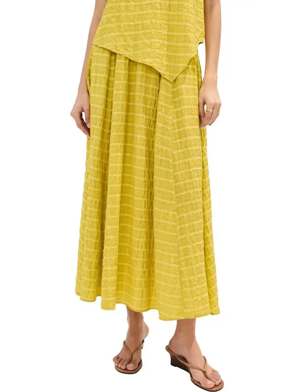 LE BOP Checked Seersucker Skirt - Chartreuse