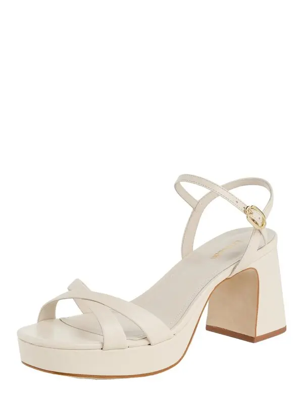 Larroude Bianca Low Sandals - Ivory Leather