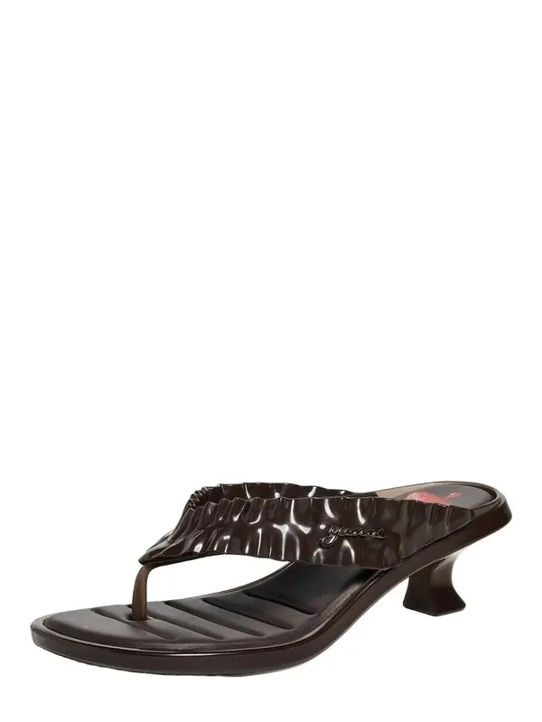 Melissa X Ganni Jelly Thong Kitten Heels - Brown