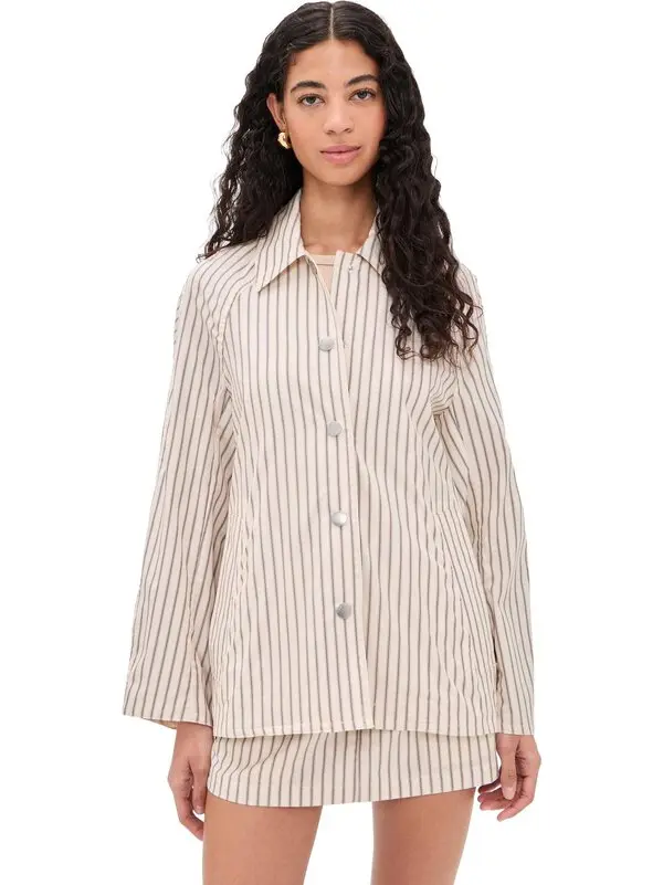 Rag & Bone Gayle Striped Cropped Trench - Red Stripe