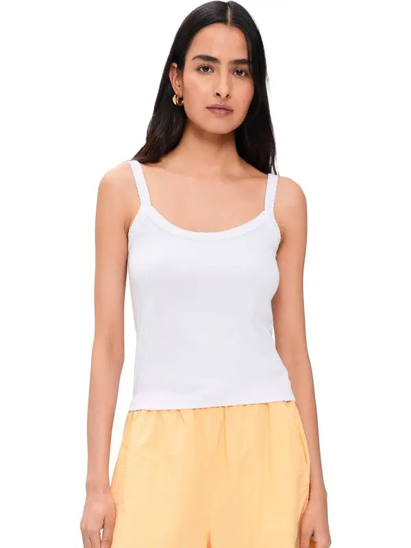Donni. Baby Rib Scallop Tank - Powder