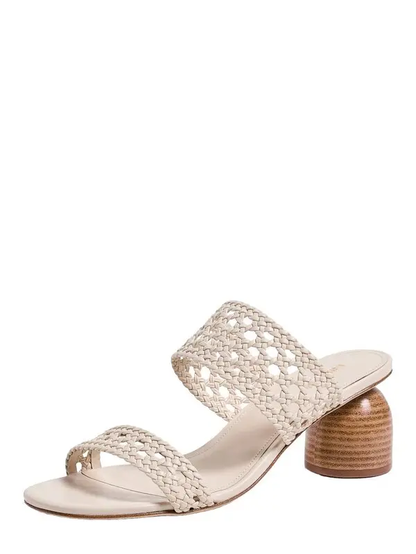 Larroude Dew Drop Macrame Sandals - Ivory Leather