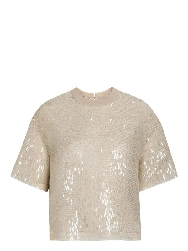 Brunello Cucinelli Embellished Silk Blouse - Silver