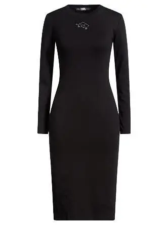 Karl Lagerfeld Midi Cotton T-shirt Dress - Black