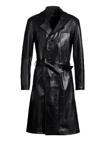 STREET LEATHERS Leather Trench Coat - Black