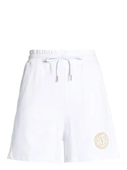 Versace French Terry Athletic Shorts With Metallic Trim - White