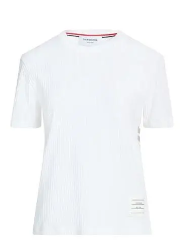 Thom Browne Cotton Ribbed Crewneck Short Sleeve Sweater - White