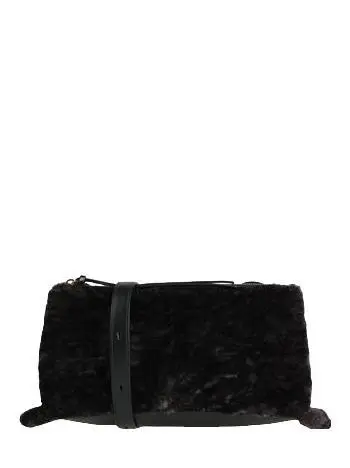 JIL SANDER Leather Cross-body Bag With Shearling - Black