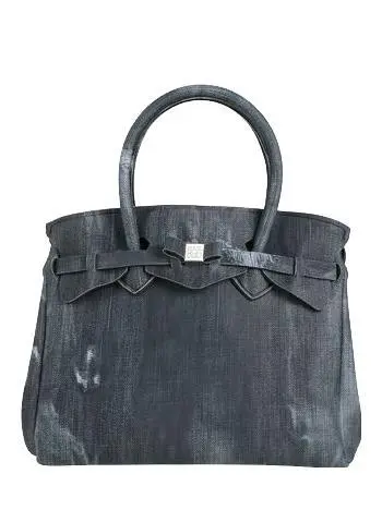 Save My Bag Two-tone Tote Bag With Bow Detail - Grey