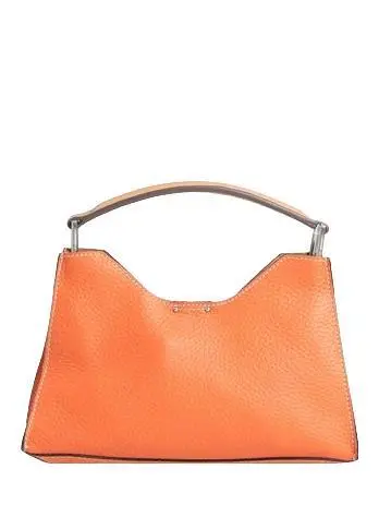 GIANNI CHIARINI Hammered Leather Handbag With Detachable Pouch - Orange