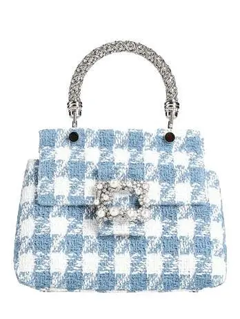 ROGER VIVIER Embellished Checked Tweed Handbag - Blue
